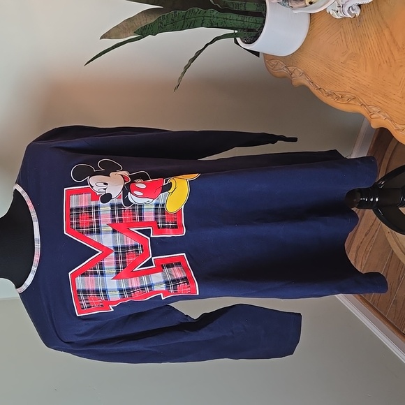 Disney | Tops | Vintage Disney Mickey Mouse Navy Plaid Shirt | Poshmark
